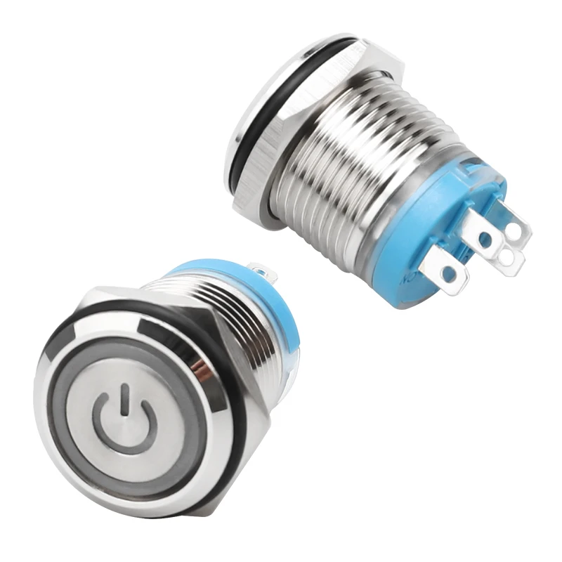16mm stainless steel push button switch small switch Waterproof self ...