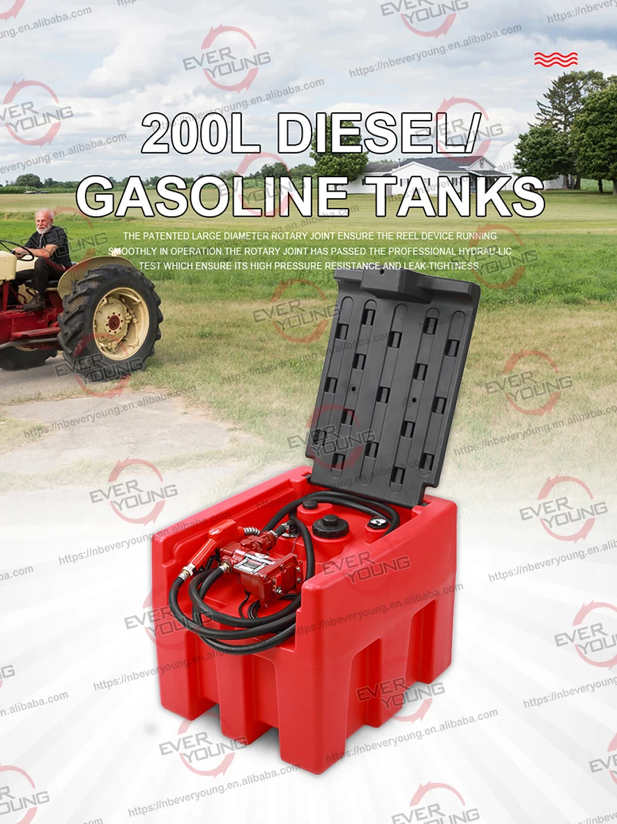 Plastic Diesel Fuel Tank 200L with 12V Electric Pump - Portable Fuel ...