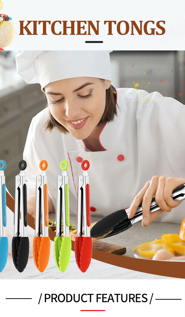 Silicone Gadget Serving Tong Cooking Food Tong Stainless Steel Locking ...