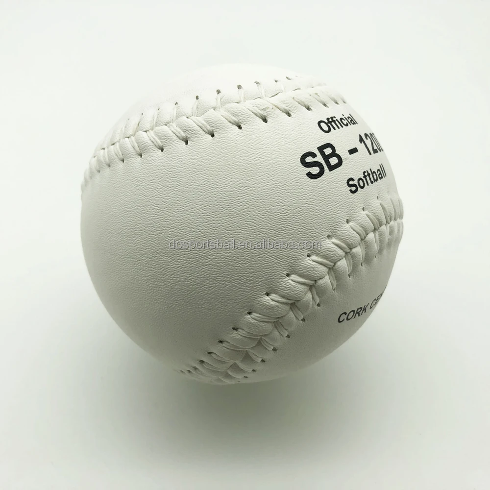 Premium 12 Inch Softball - White PVC Leather, Cork Filling