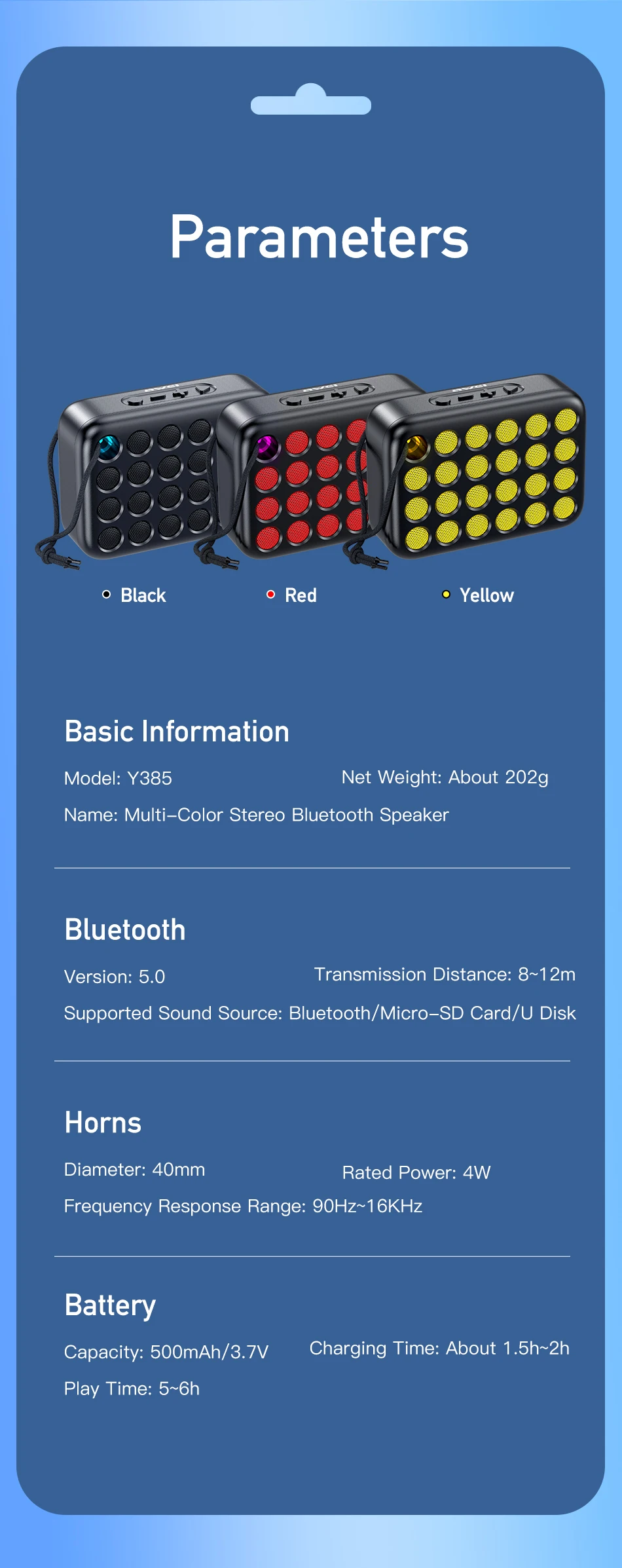 Awei Y385 Wireless Speaker - 4W HD Sound for Home & Travel