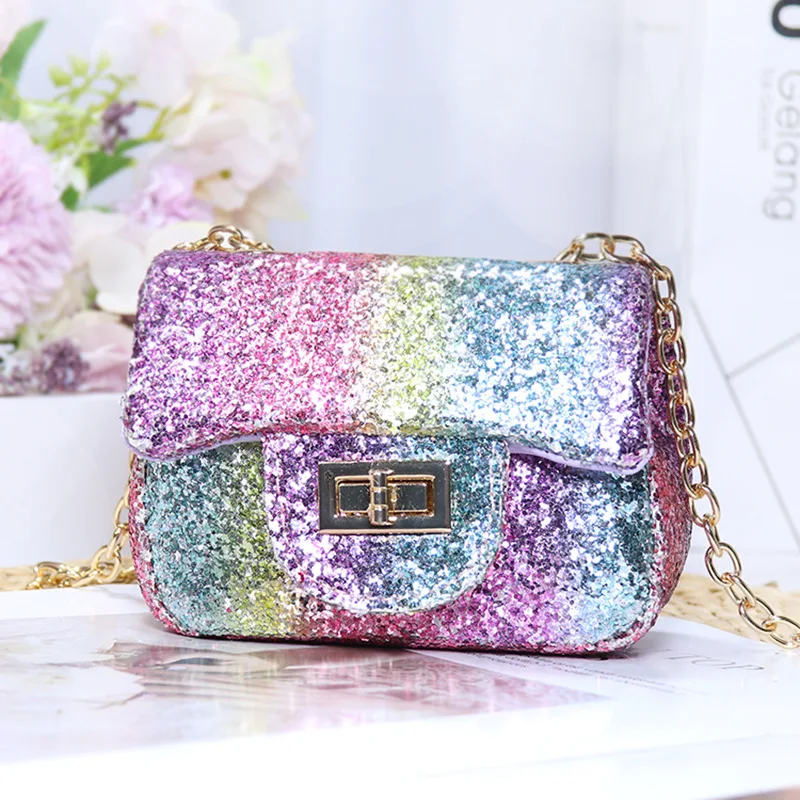 Wholesale Sequined Girls Small Glitter Bling Chain Purses