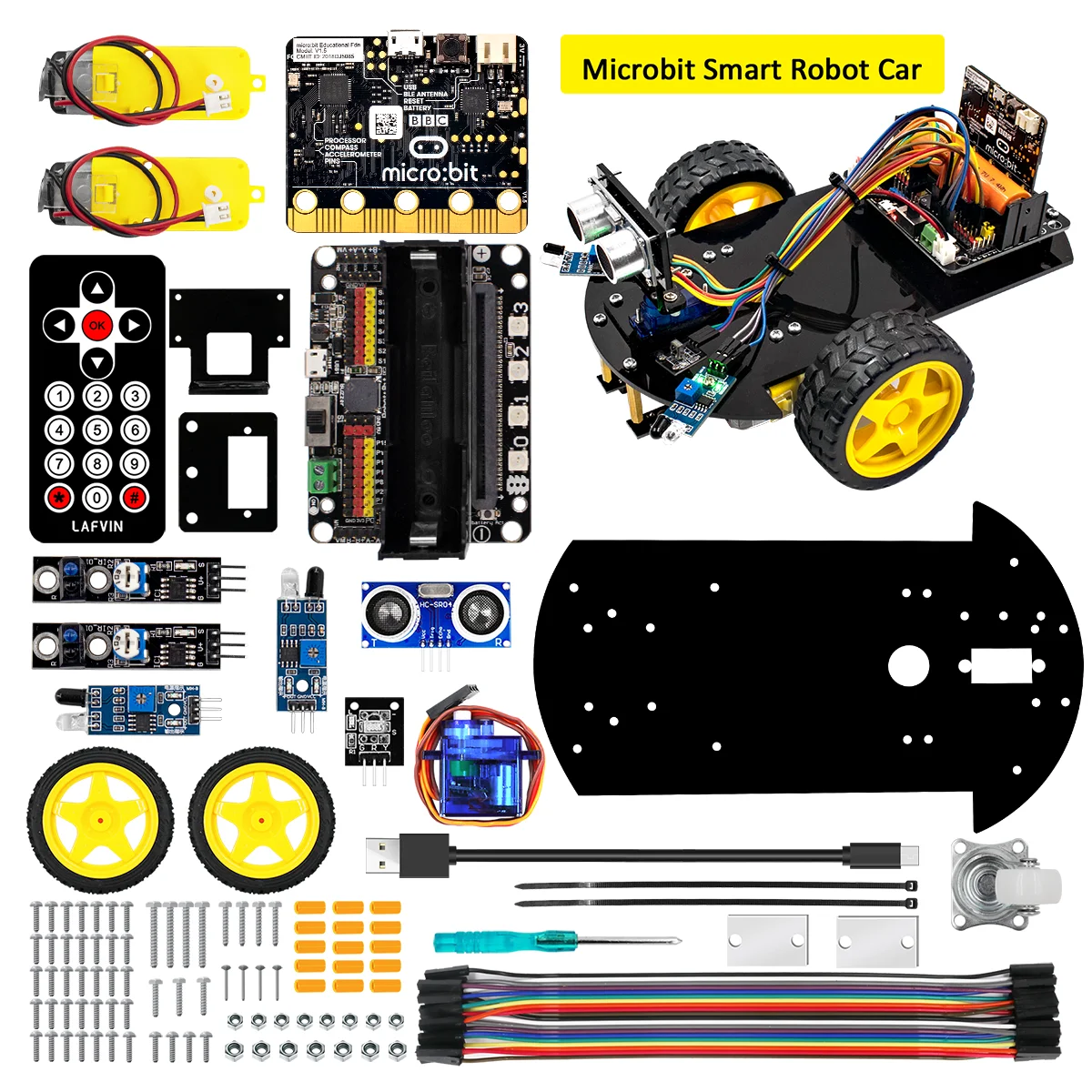 Lafvin Mini Micro:bit Robot Car - Smart 4WD Transformative Fun