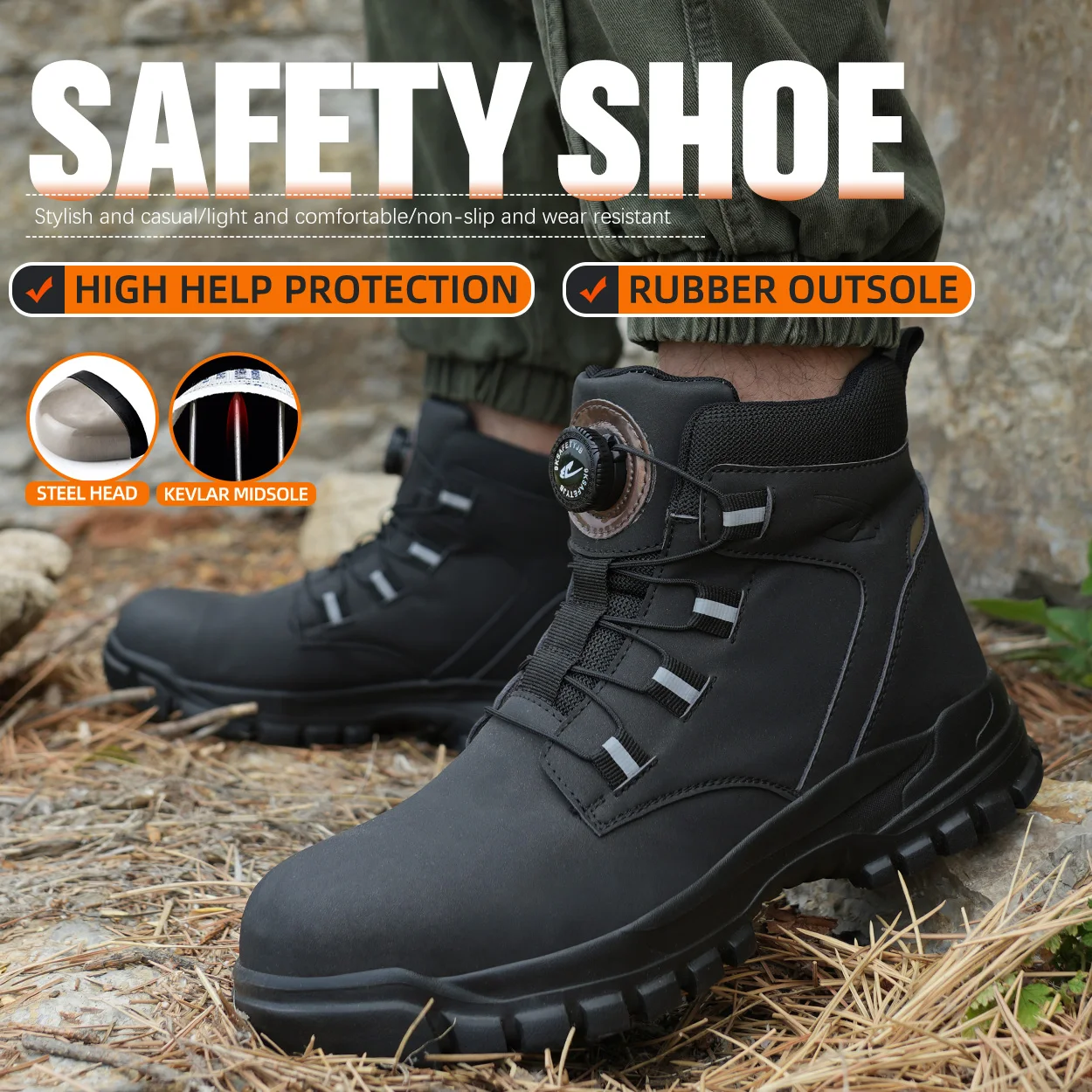 YIZHONCO High Cut Work Security Boot - Waterproof & Durable