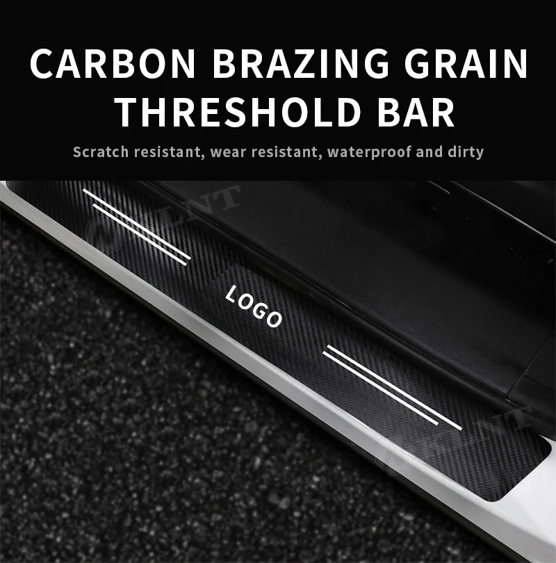 Customized Logo 4pcs Leather Car Threshold Strip - Anti-scratch