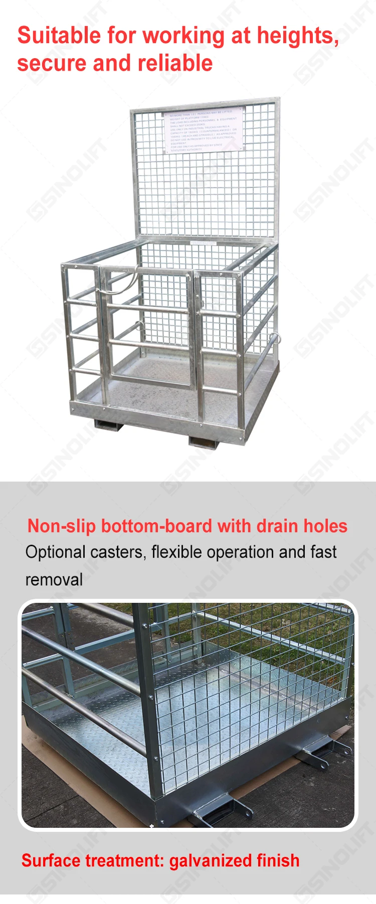 WB1010 Series Galvanized Forklift Manned Platform - SINOLIFT