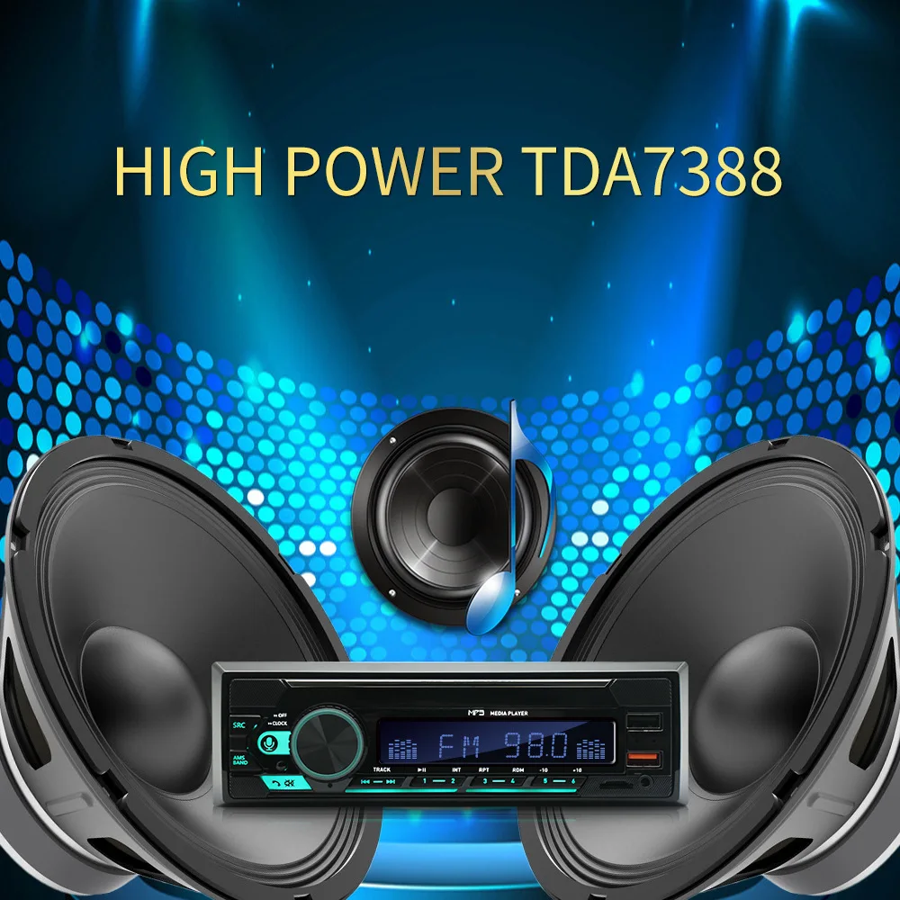 Din Tone Tuning Car Radio 12v Bluetooth Bt Fm Usb Charge Sd Tf Card Aux ...