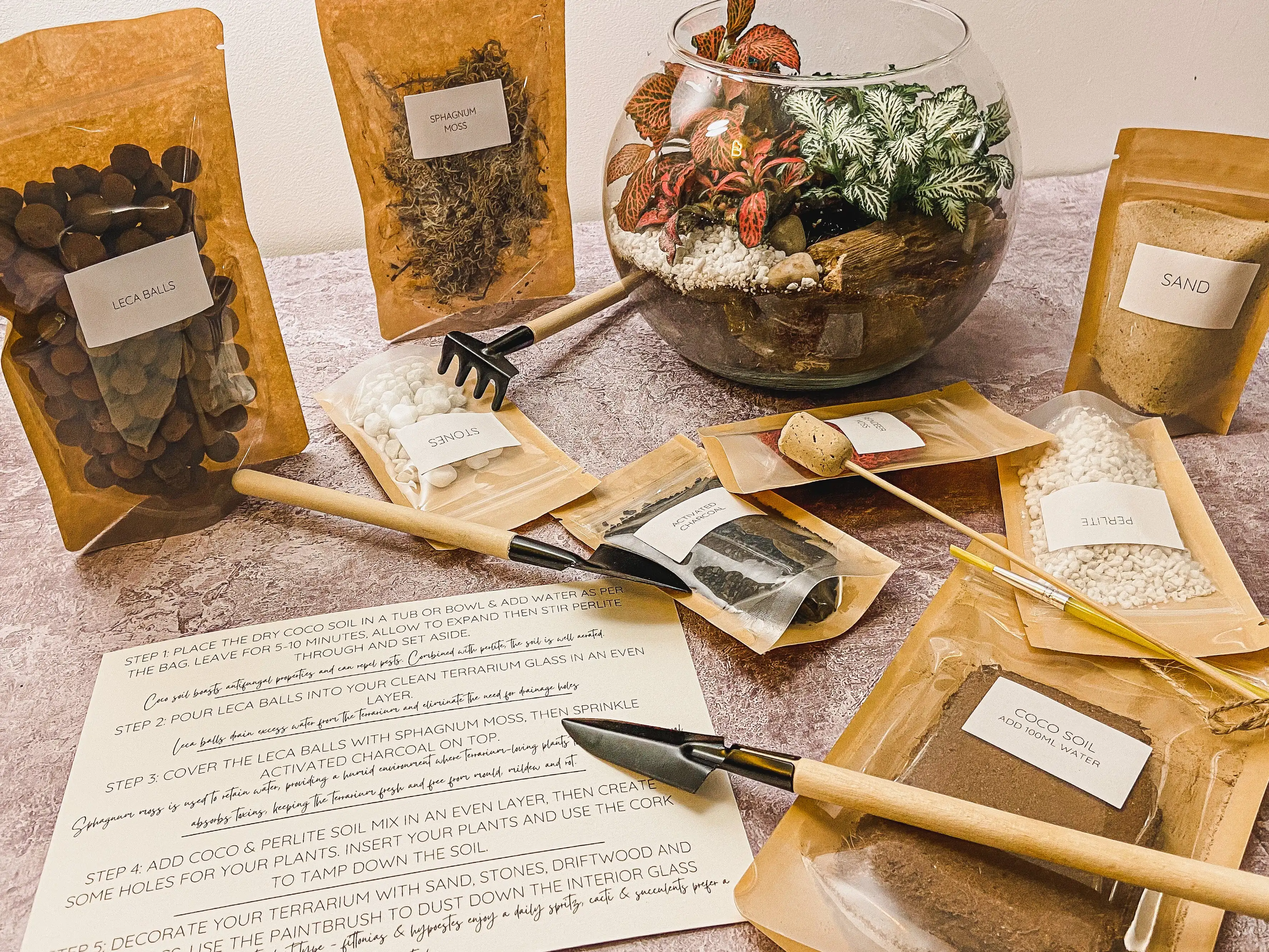 Deluxe Diy Open Mini Terrarium Kit Small Garden Plants Diy With Glass ...