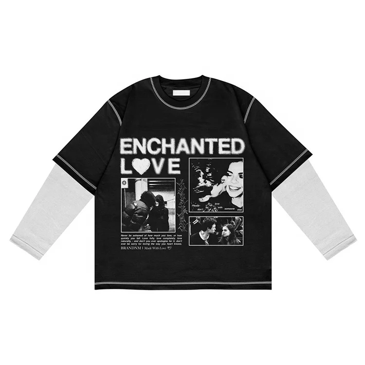 Custom Double Layer Long Sleeve Tee Shirt - Unisex 2 in 1