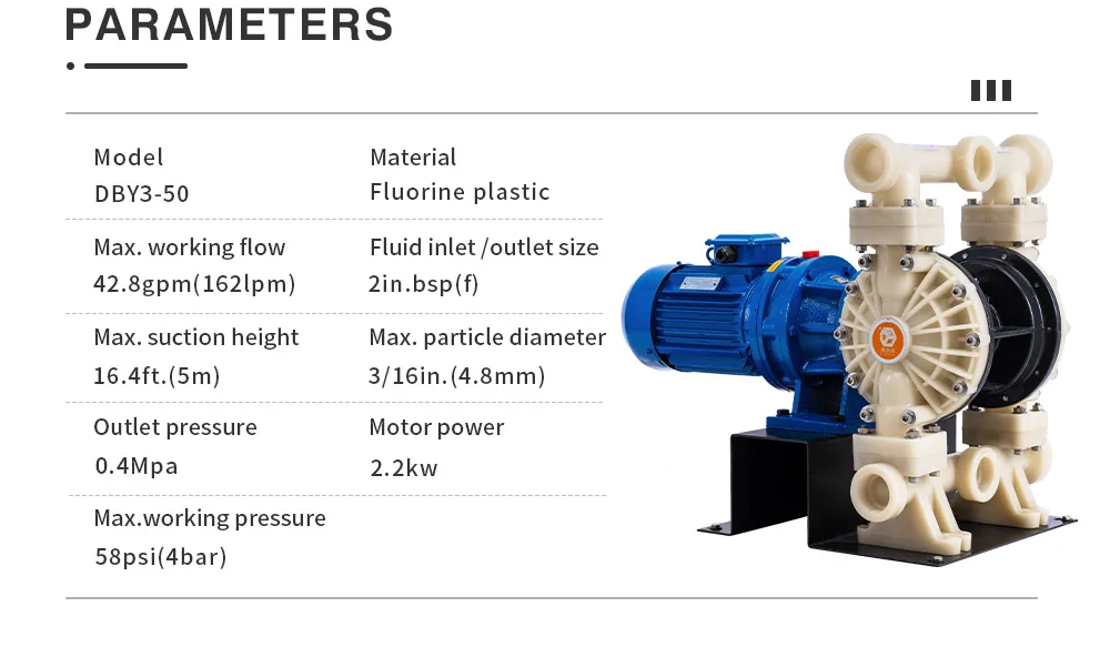 DBY3-50F Electric Diaphragm Pump_DBY_Electric Double Diaphragm Pumps_GODO PUMPS