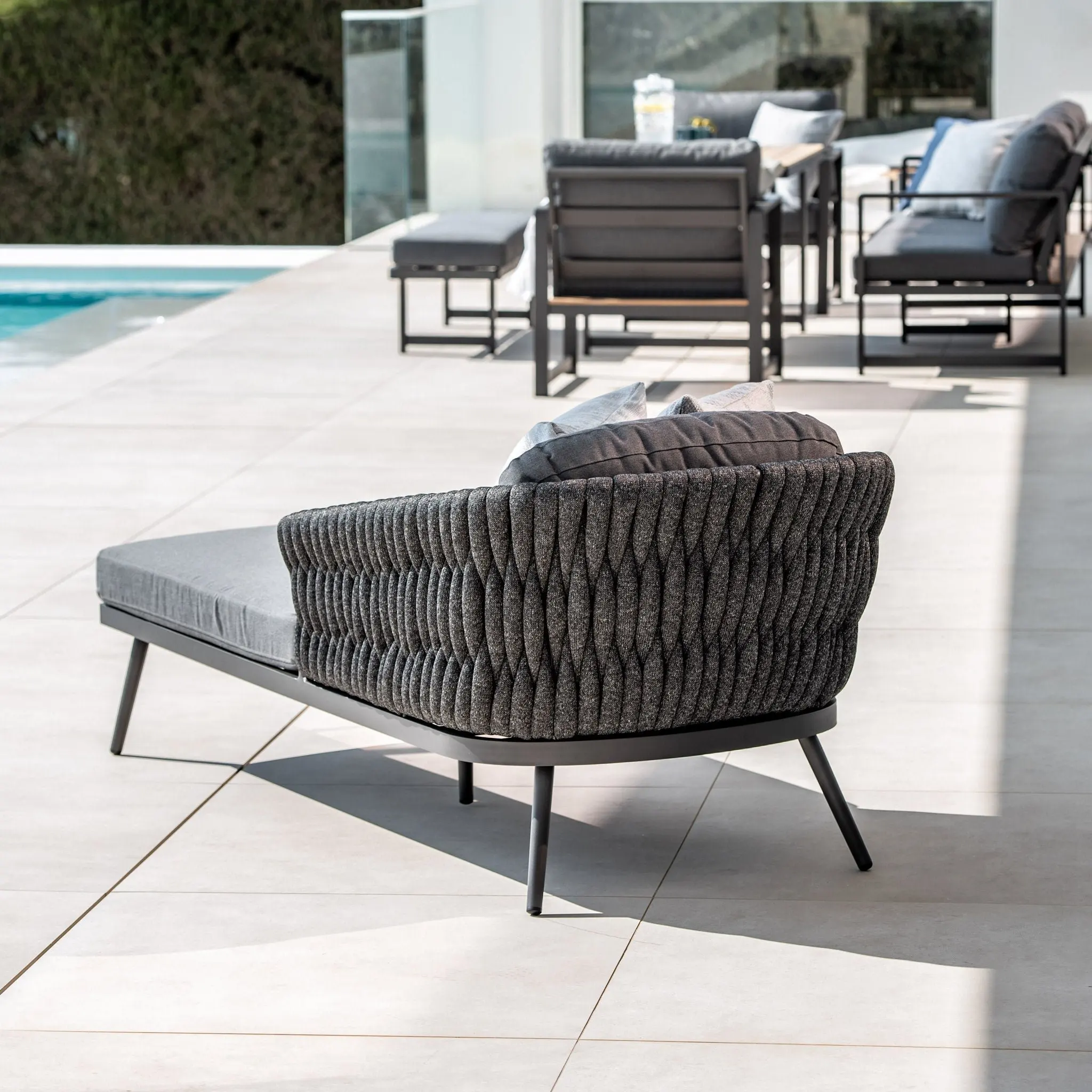 Pool Waterproof Daybed Outdoor Rope Aluminium Chaise Sun Loungers Patio ...