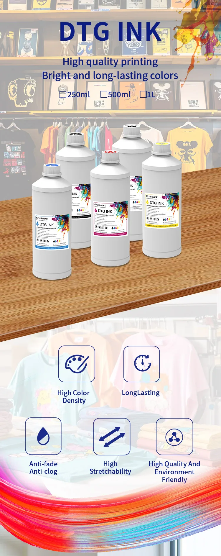 500ml DTG Garment Ink DTG Textile Ink Dtg Ink for T-Shirt Printing ...