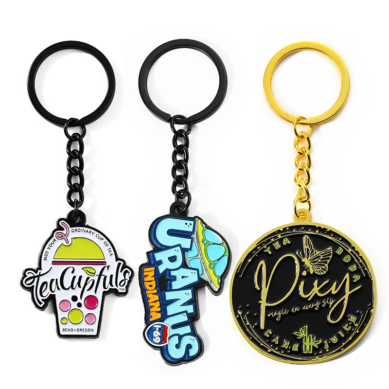 Metal Round Soft Enamel Logo Keychain Custom Supplies 40 Cm Key Chain ...