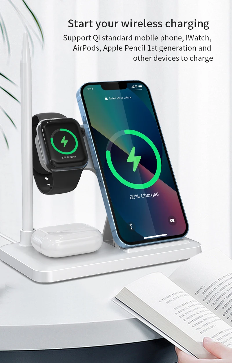 Pgrety Oem/odm 4 In 1 Chargers Fashion Color Wireless Phone Charger Stand Up Station Wireless ...