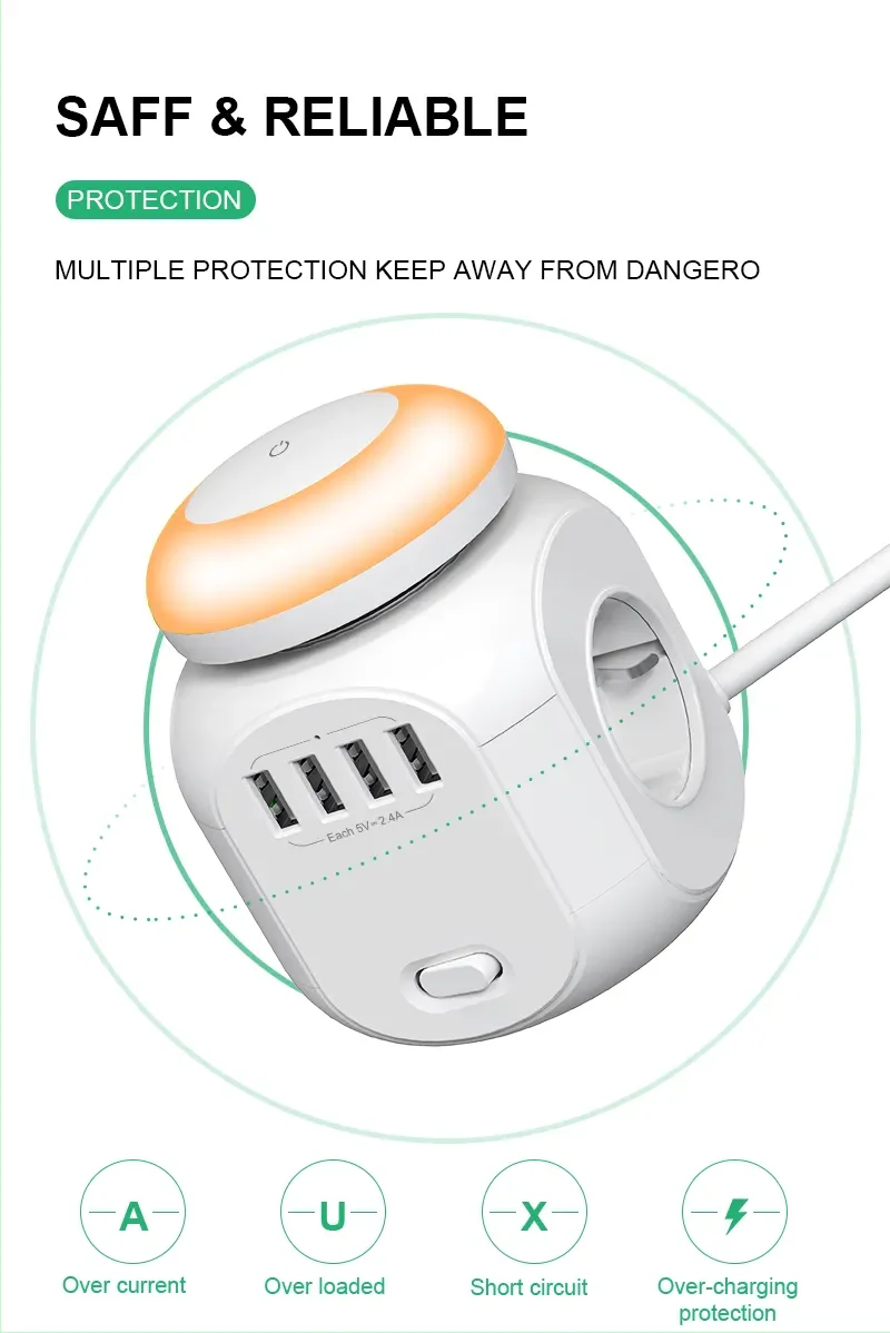 2023 Europe Power Strip Cube Socket With Usb Port Germany Outlet ...