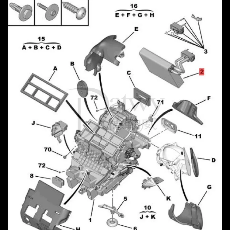 OE 1623243080 Peugeot 408 Citroen C4 Evaporator - Brand Original