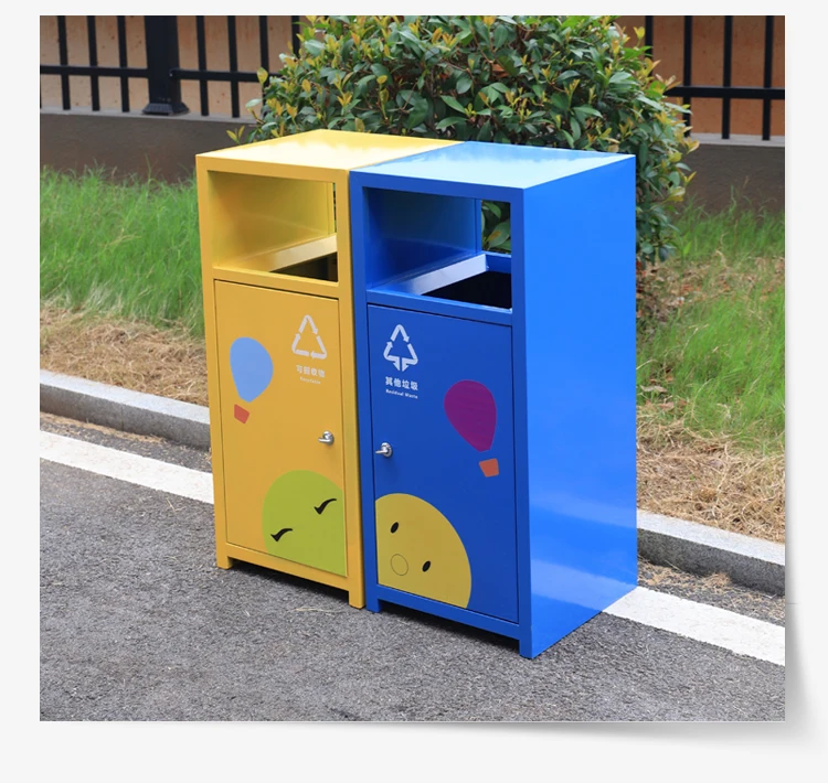 Kindergarten Classification Colored Trash Bin square Large Playground ...