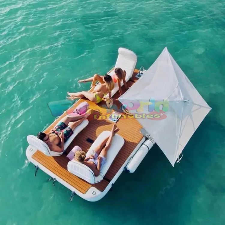 Outdoor Inflatable Swim Island Floating Boat Mats Raft Jet Ski Floating ...
