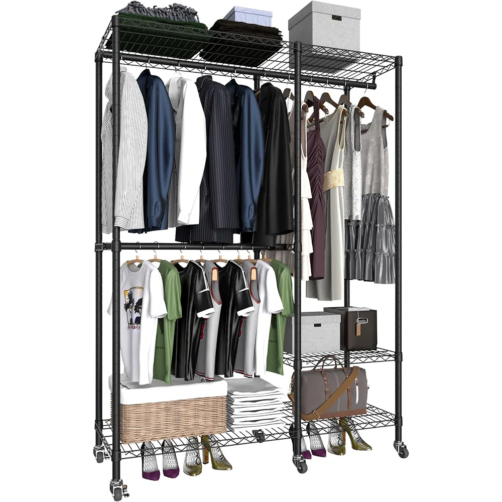 Heavy Duty Garment Rack Adjustable Rolling Clothes Rack with Lockable ...