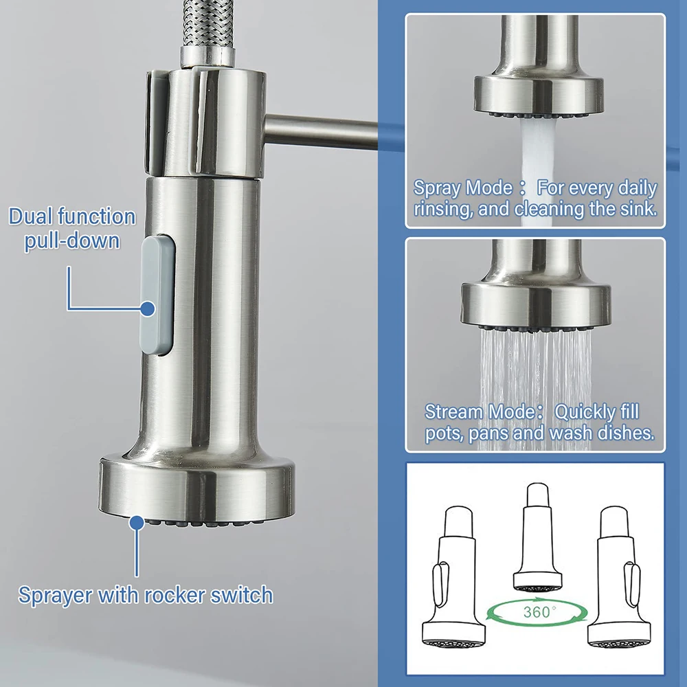Luxory Kitchen Faucet Bateria Kuchenna With Pull Down Sprayer Single ...