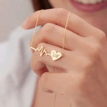 Mecylife Heart Beat Delicate Ecg/ekg Pendant Necklace Love Gift ...