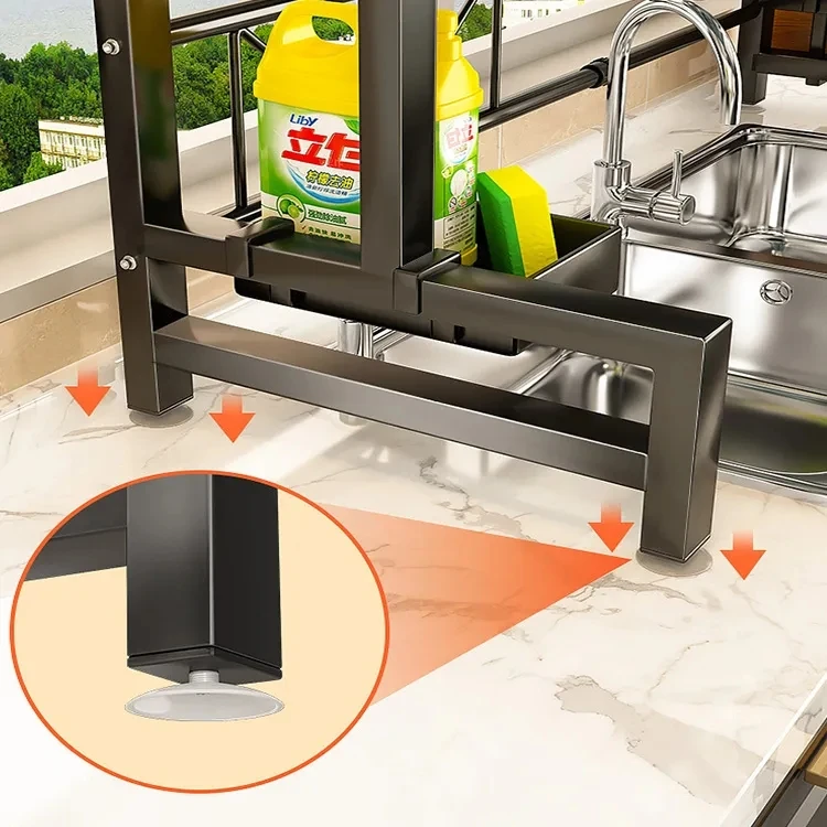 60-90CM Expandable Over Sink Dish Rack Standing Kitchen Large Dish ...