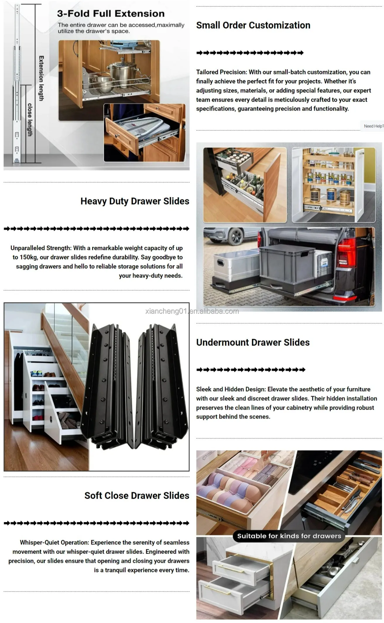 High Quality Concealed Hidden Stainless Steel Drawer Slides Soft Close ...