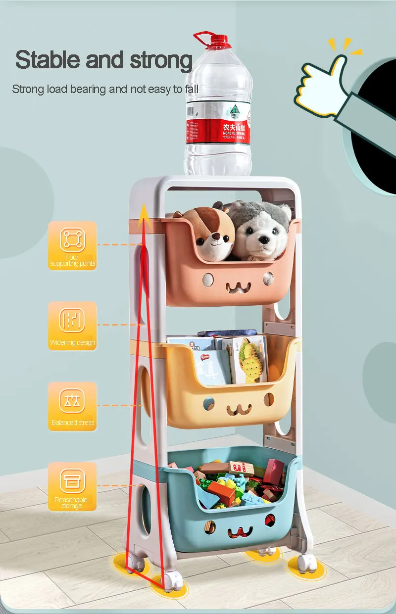Children Toy Organizer Kids Movable Plastic Storage Rack Cheap Cabinet ...