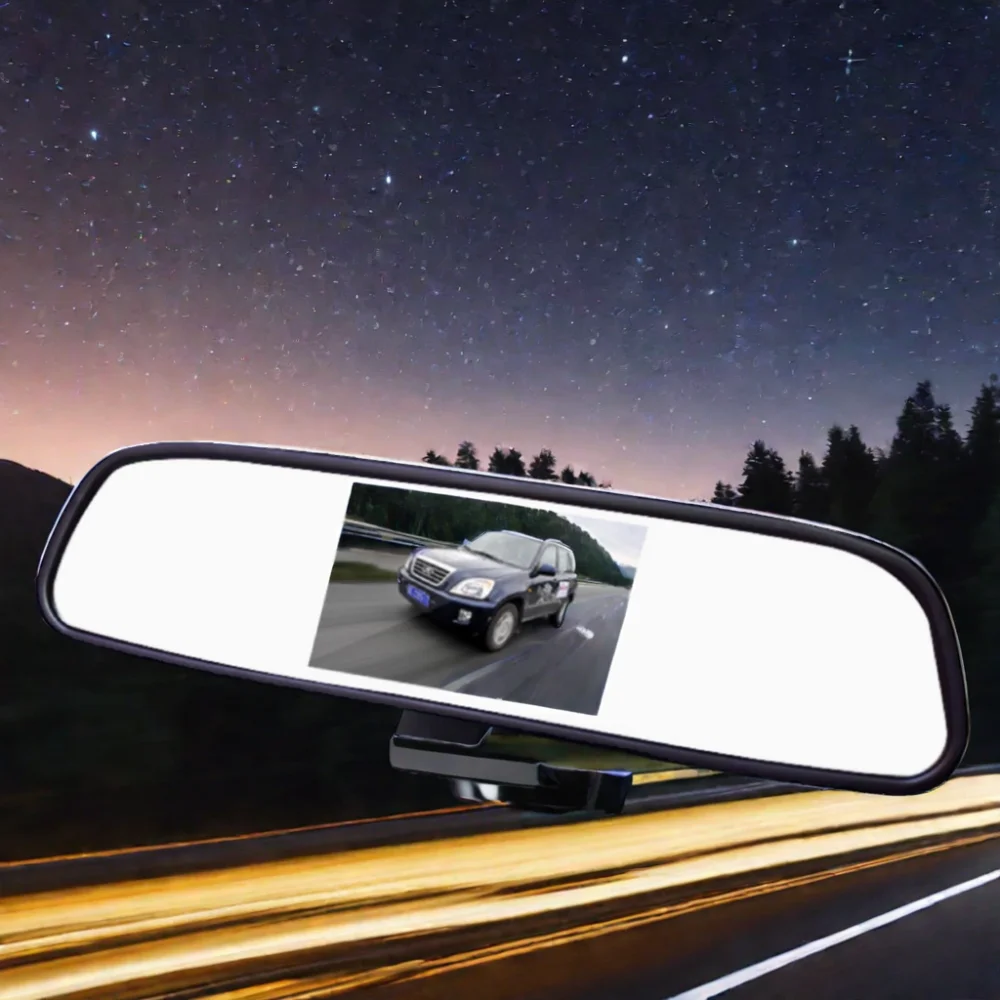 4.3 Inch TFT LCD Car Monitor HD Rear View Mirror with IR/LED Night ...