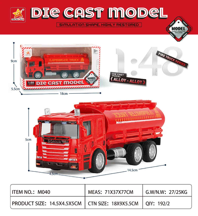 1/48 Die-cast Cars Diecast Truck Metal Fire Engine Toy Truck Diecast ...