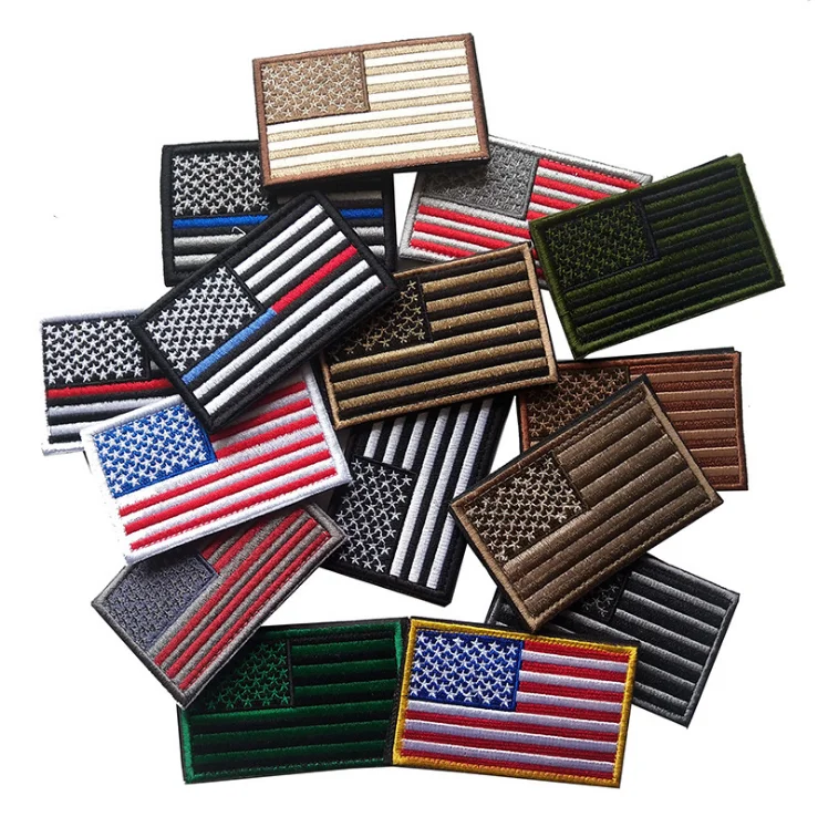 Different color embroidered american country flag patch with hook and ...