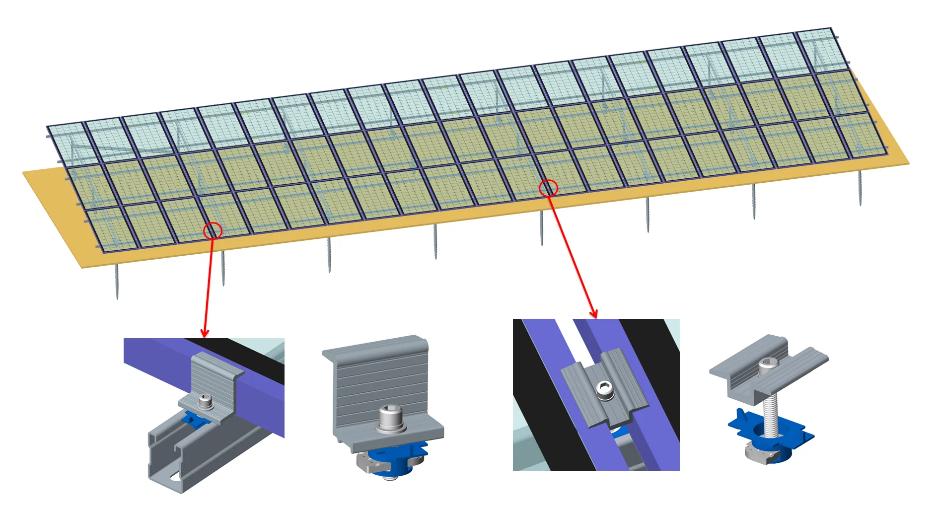 Universal Solar Pv Panel Aluminum Ground Mounting System Structure With ...