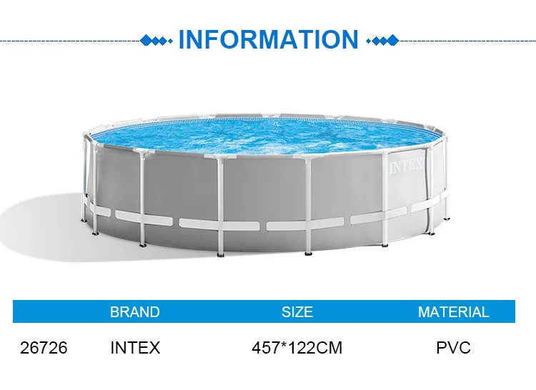 INTEX 26726 Premium Prism Frame Pool Set - Large Outdoor Pool
