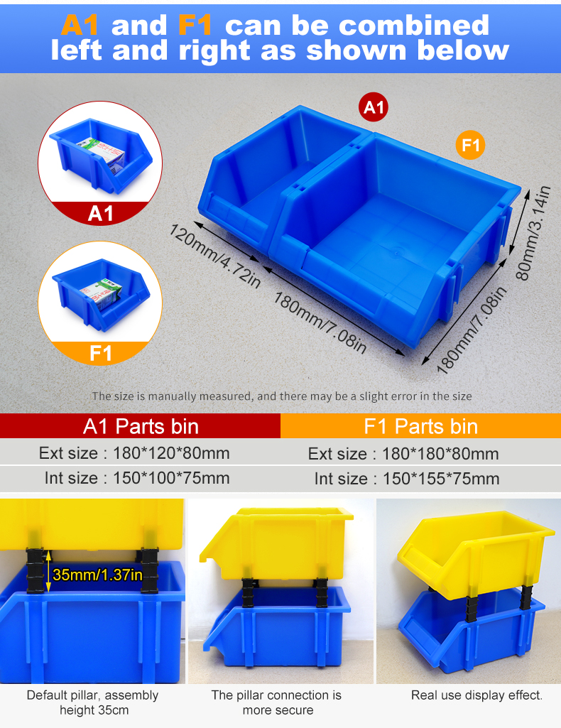 Stackable Parts Bins - Durable Plastic Shelf Containers