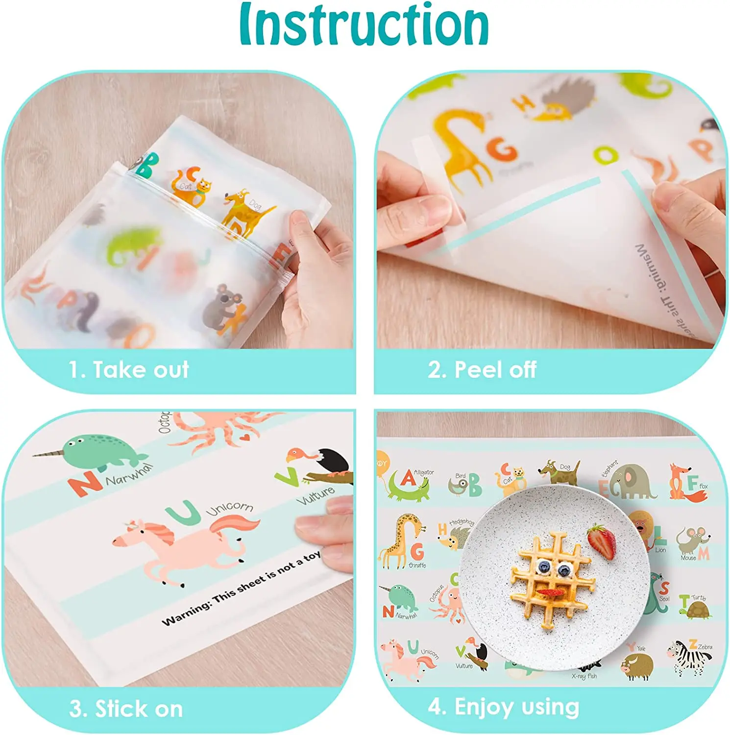 Custom Print Biodegradable Kids Table Mats - Disposable Placemats for Baby