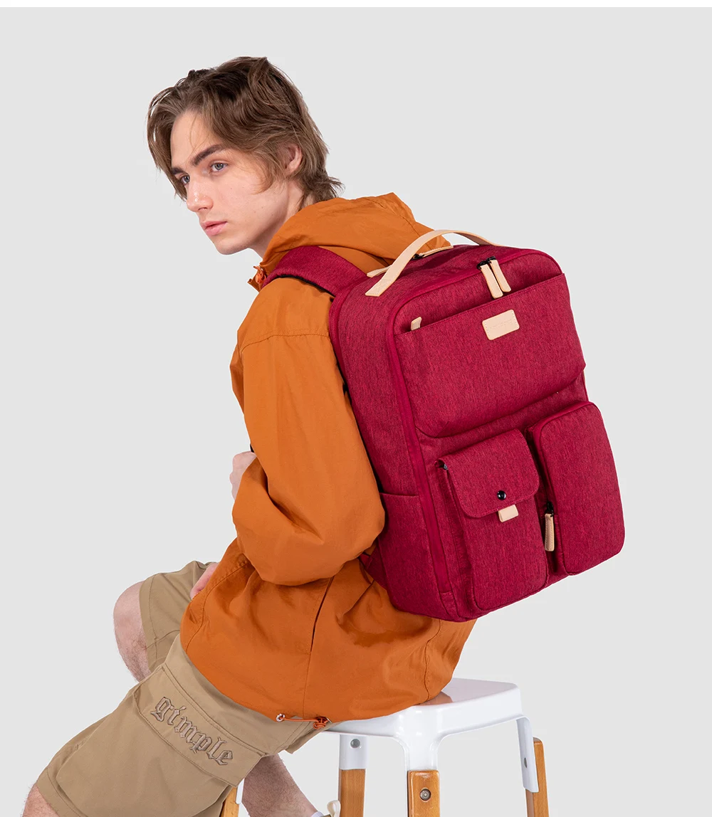 Three Front Pocket Two Handles Square Design Recycled Polyester School ...