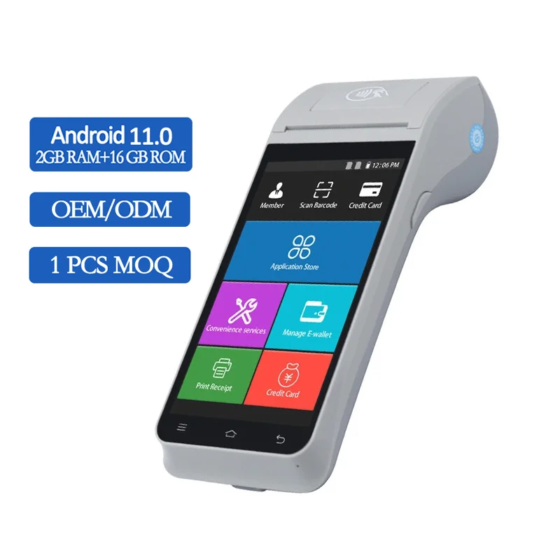 Custom 4G Android 11.0 2.0GHz 4 Core NFC POS Handheld Mobile Cash Register Payment Terminal Pos ...