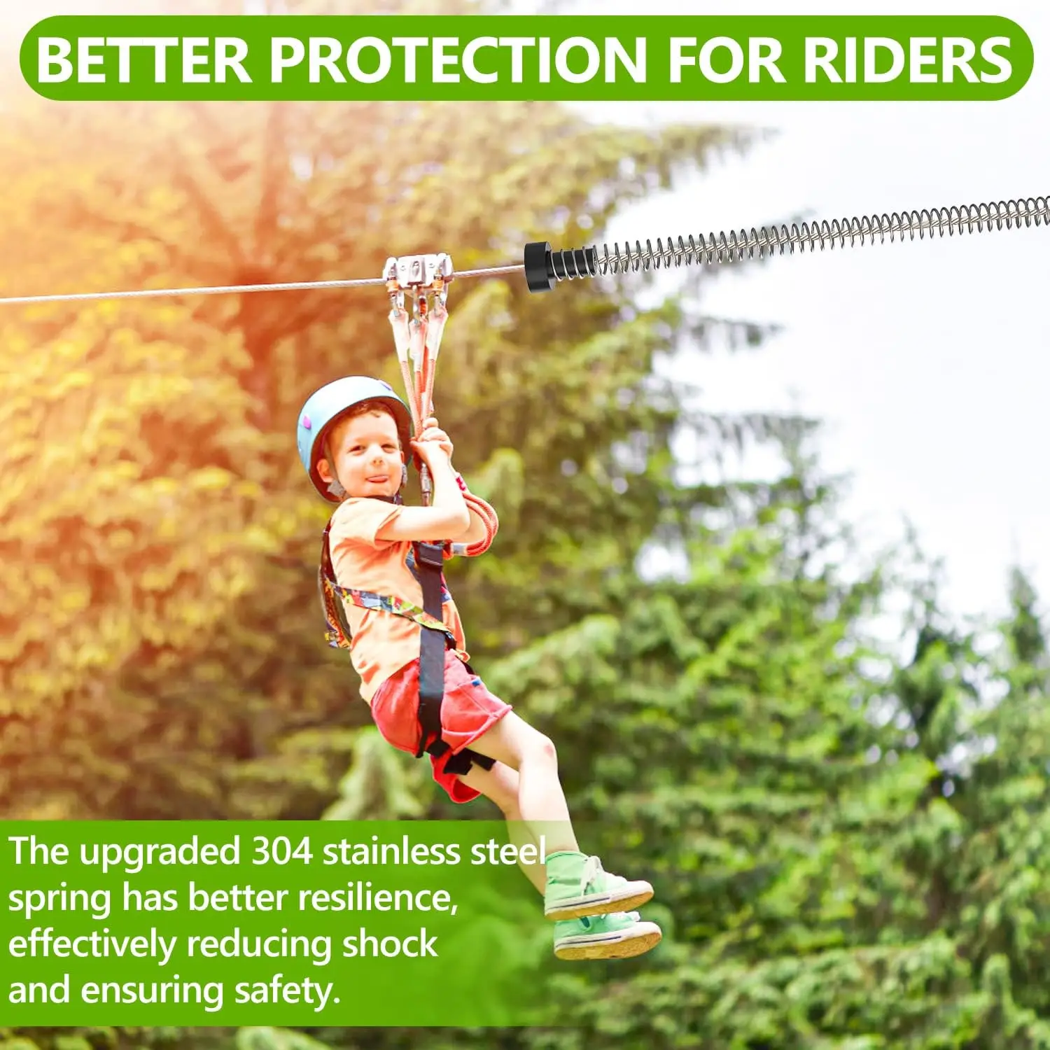 Stainless Steel Zip Line Spring Brake - Heavy-Duty Stopper