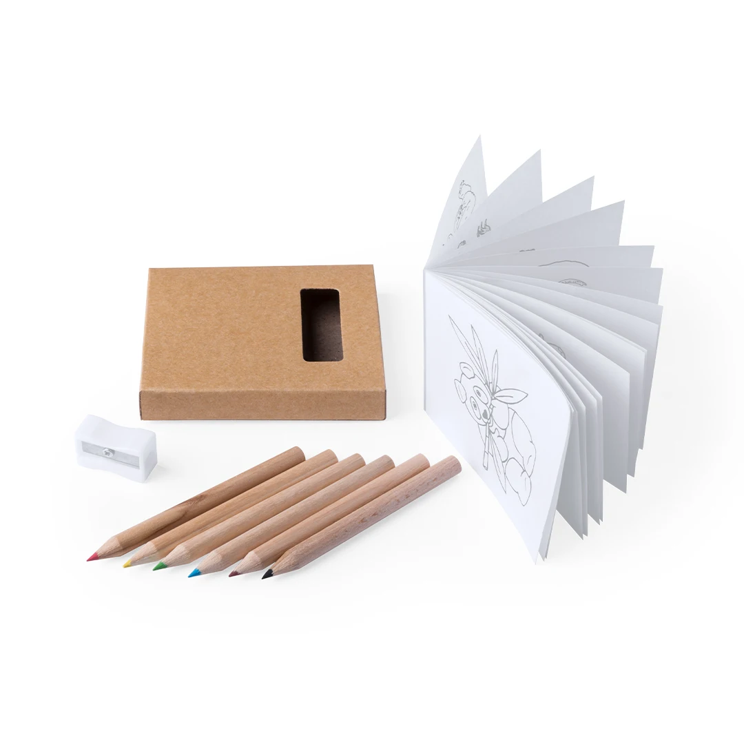 ECO FRIENDLY PROMOTIONAL KRAFT PAPER COLORING BOOK WITH COLORED PENCILS ...