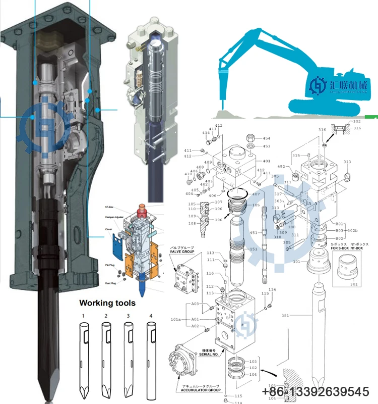 Mini Crawler Skid Steer Backhoe Loader Attachments Rock Breaker ...