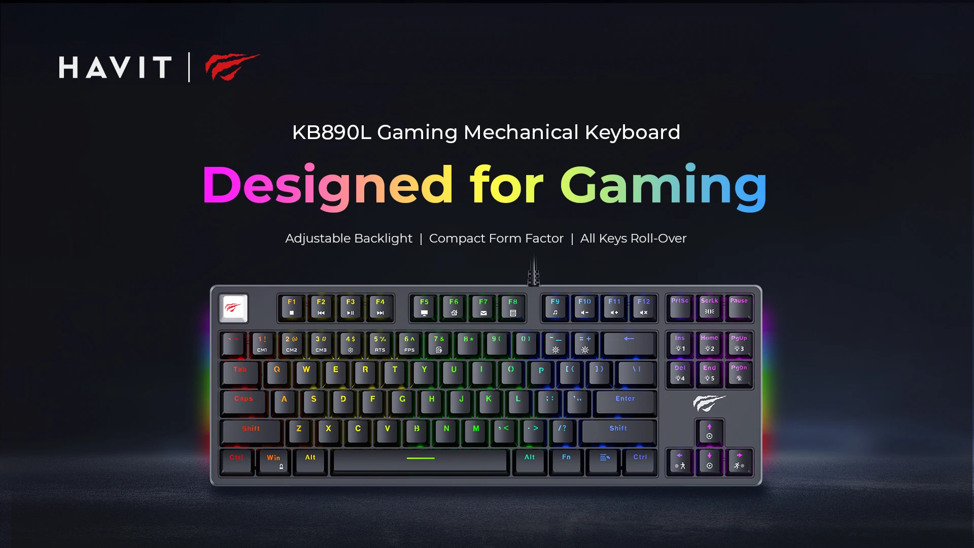 Havit KB890L Mechanical Keyboard RGB for Gaming & Tablets