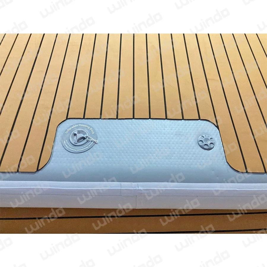 Wood Grain Drop Stitch Sun Deck - Inflatable Floating Dock