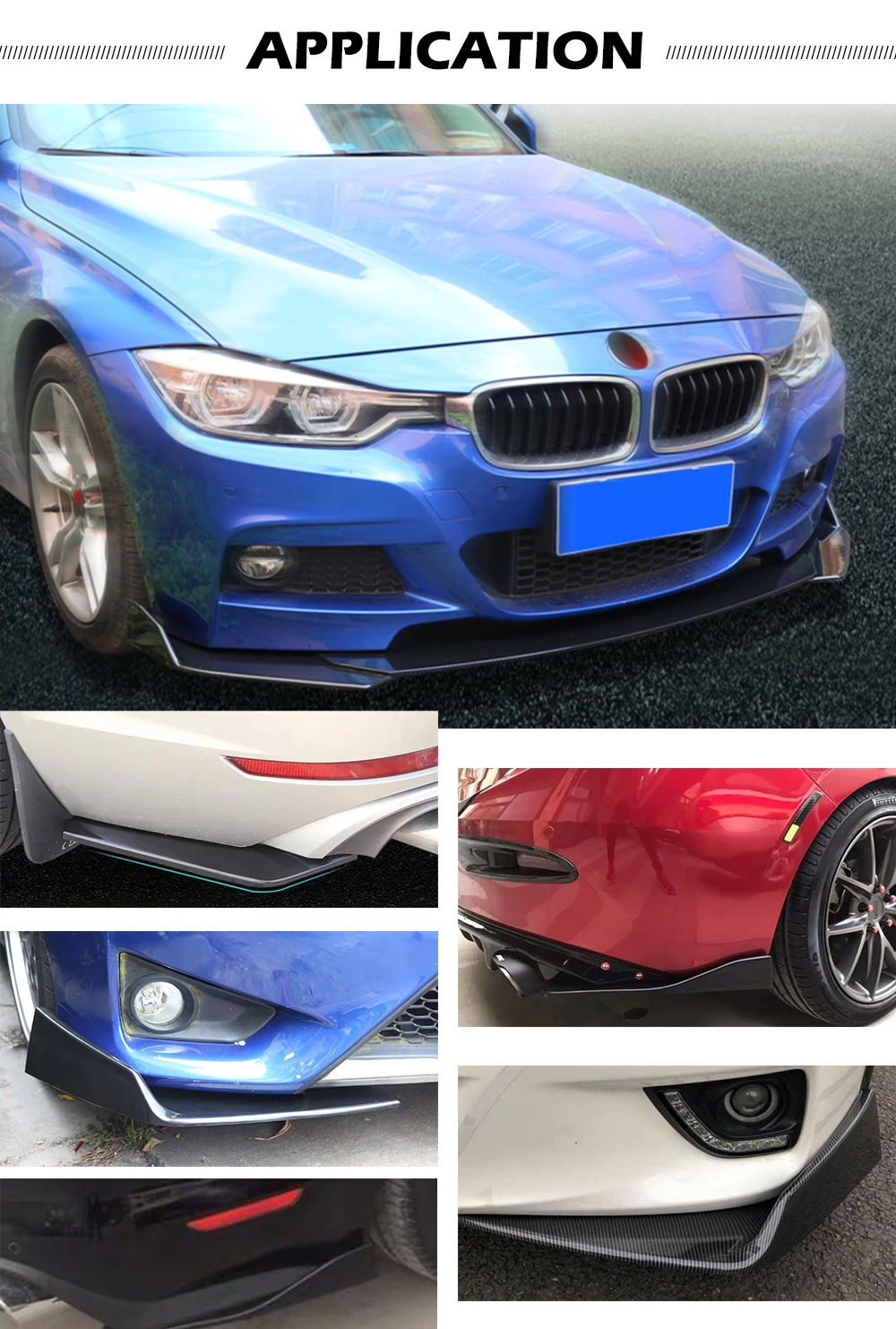 Car Universal Front Bumper Lip Carbon Fiber Rubber For Bmw E90 Side ...