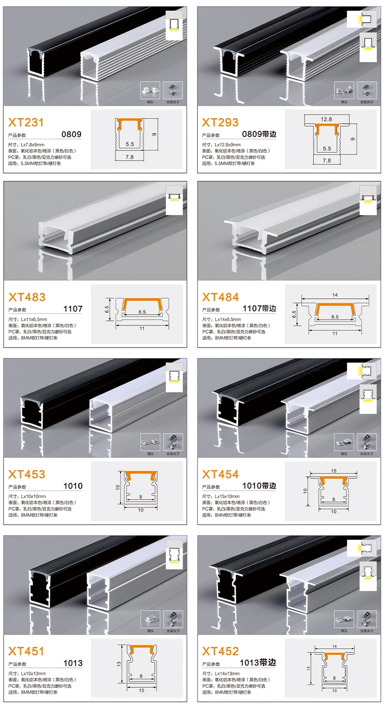 17*7A Top Quality PC Cover LED Profile Plaster-in LED Aluminum Profile