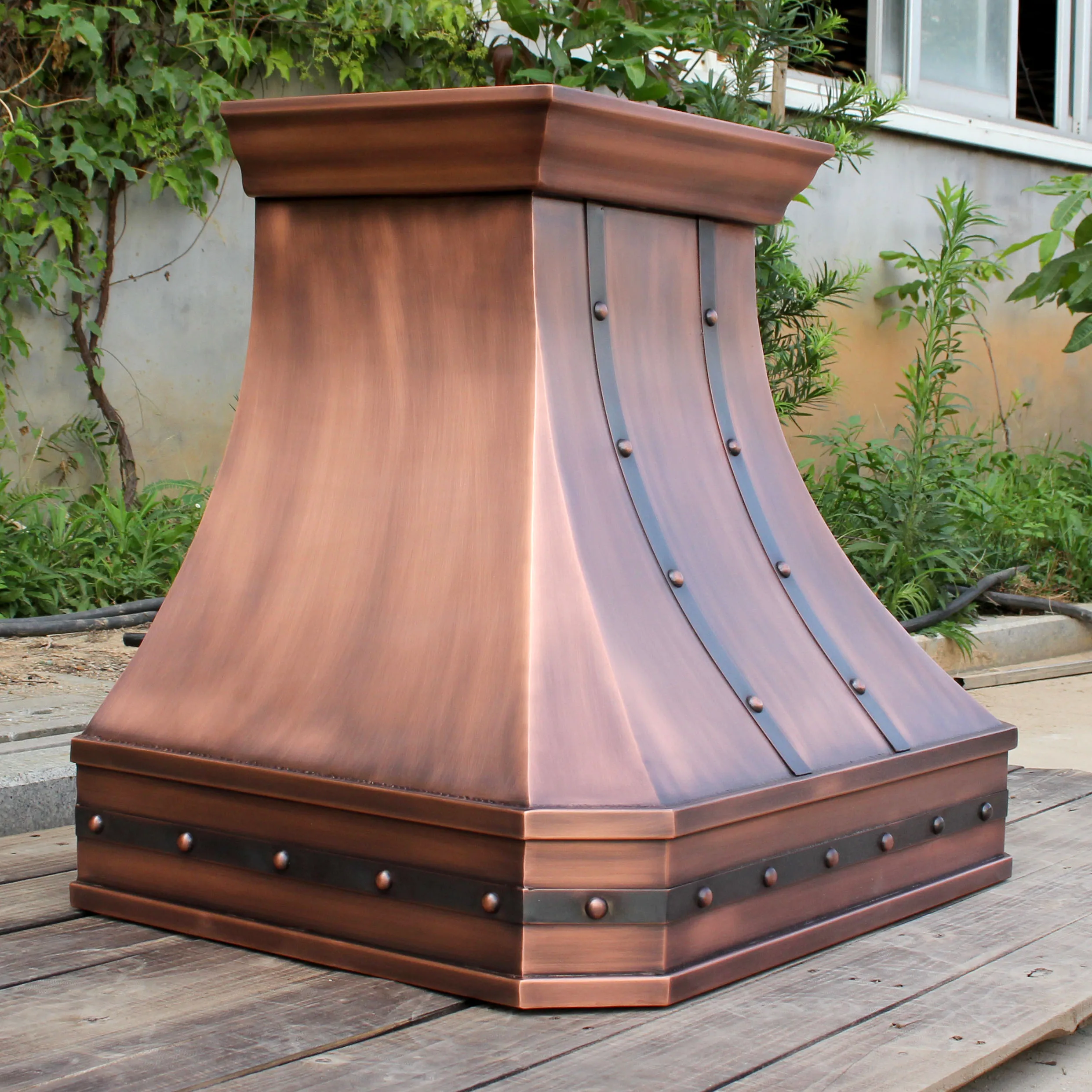 Copper Kitchen Vent Hoods with Straps Design Classic Wall Mounted