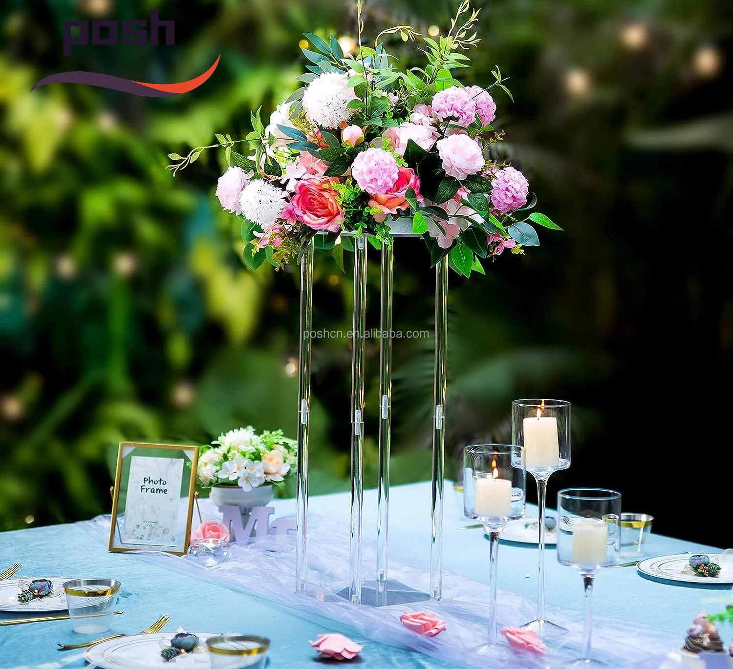 Transparent Clear Acrylic Flower Stand Crystal Flowers Wedding ...