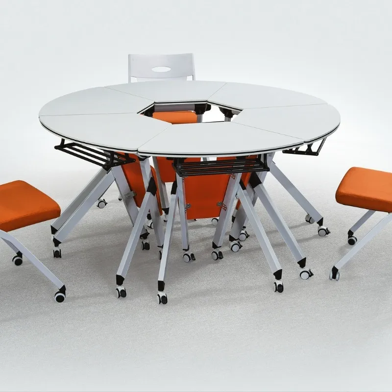 Folding Stackable Wooden Conference Table - Adjustable & Durable