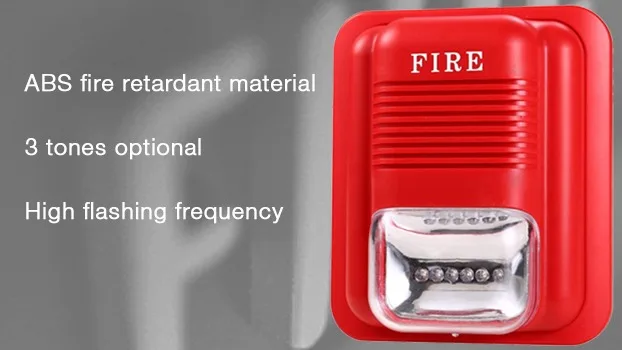 Fire Siren 24vdc Red Color Alarm Sounder Speaker With Strobe Light 3 Tones Fire Horn Strobes Led ...