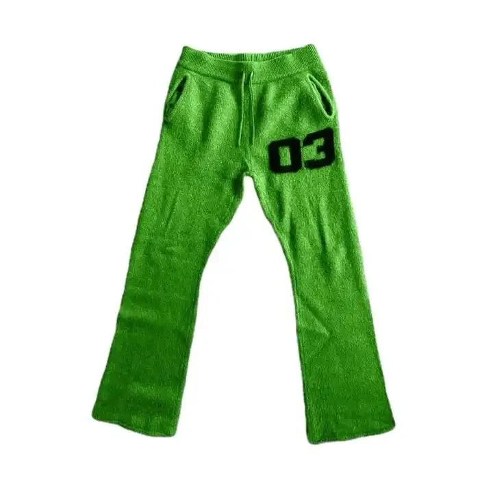 Custom Knitted Fuzzy Mohair Flare Pants For Men Mohair Clothing ...