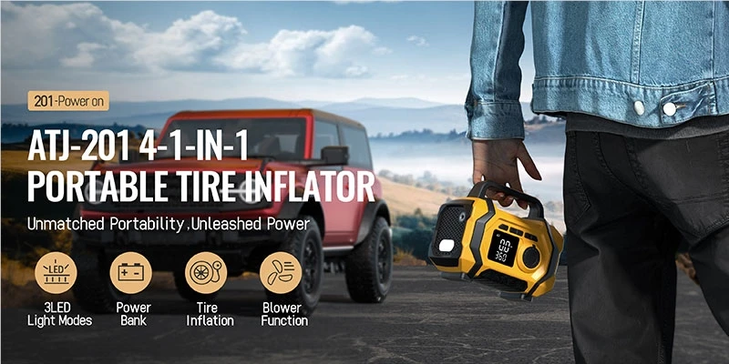 Multi-function Wireless Smart High Power Portable Tire Inflator 6000mAh ...